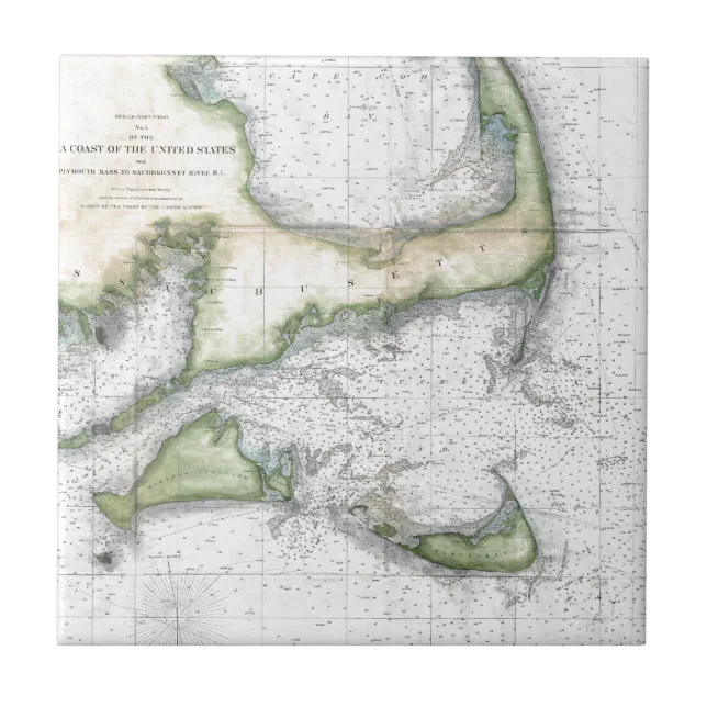 Map Cape Cod, Nantucket, Martha's Vineyard Ceramic Tile | Zazzle
