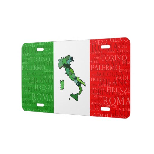 Map, Cities, and Flag of Italy License Plate | Zazzle