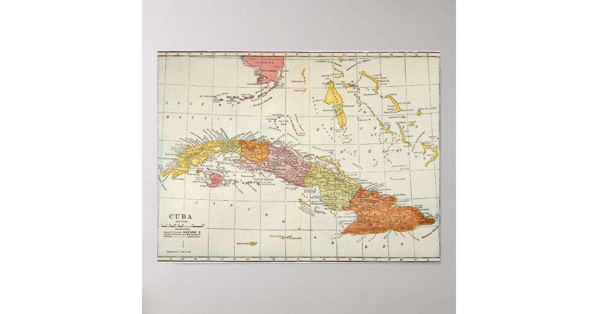 MAP: CUBA, 1900 POSTER | Zazzle