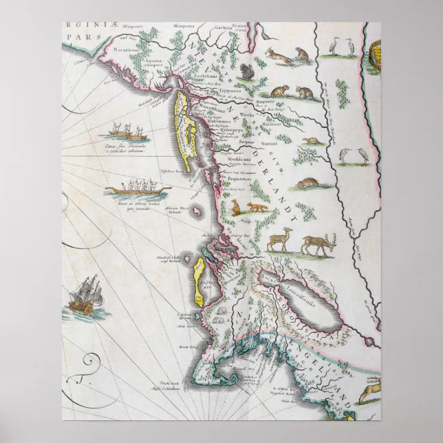Map Depicting the East Coast Poster | Zazzle