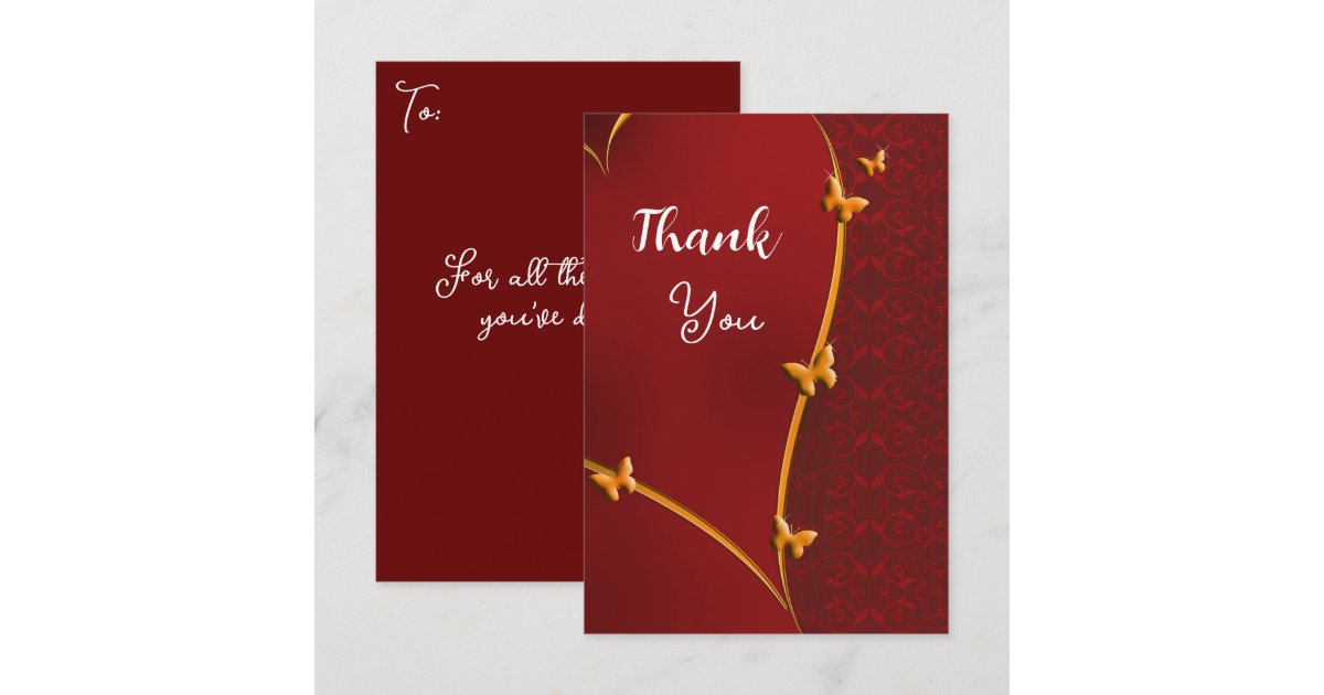 Map Heart Red Gold Thank You Card | Zazzle
