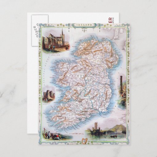 Map: Ireland, 1851 Postcard | Zazzle