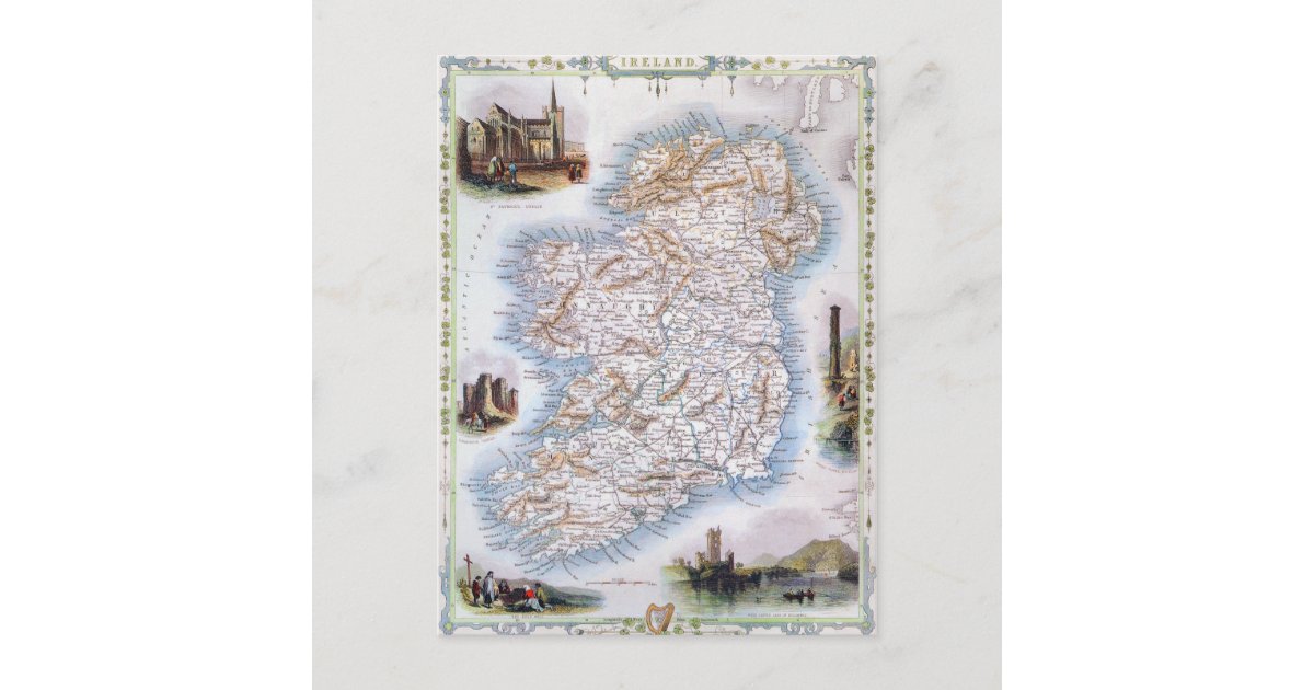 Map: Ireland, 1851 Postcard | Zazzle