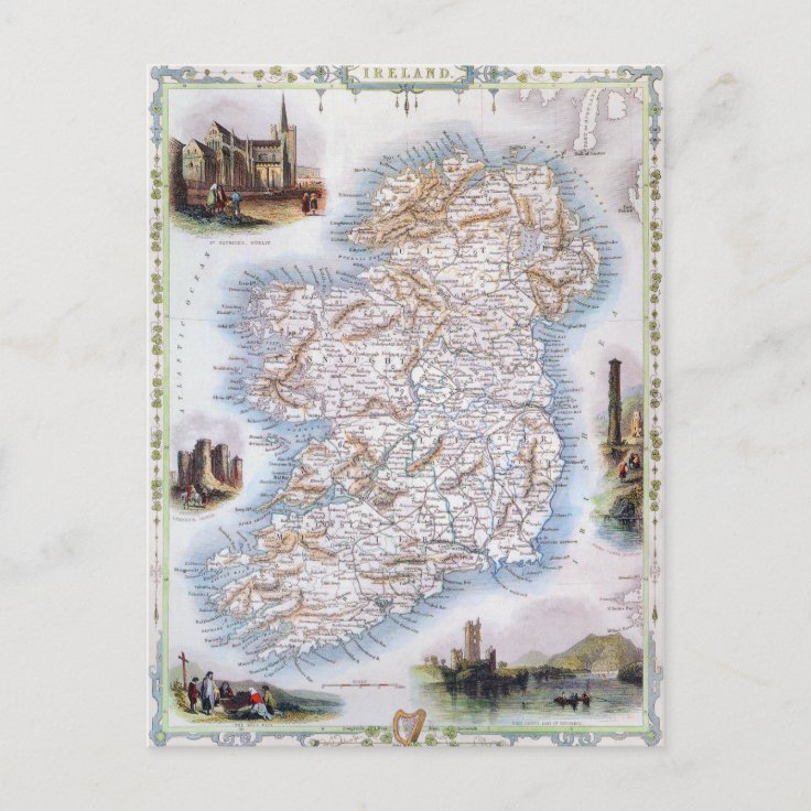 Map: Ireland, 1851 Postcard | Zazzle
