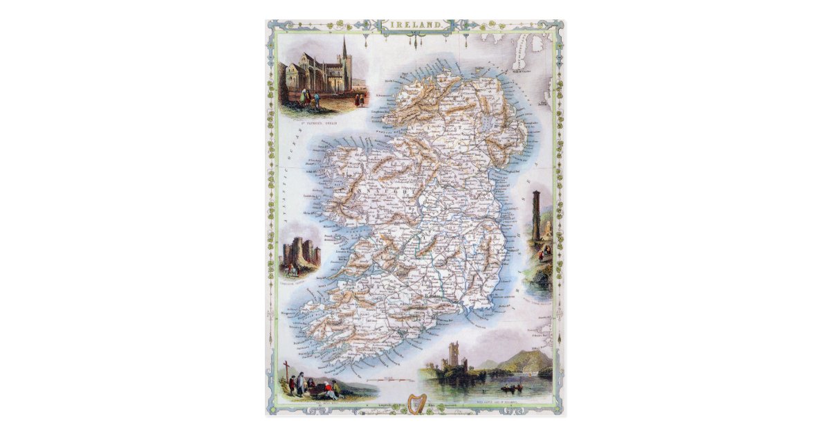 Map: Ireland, 1851 Postcard | Zazzle.com