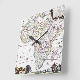 Map of Africa | 1696 Square Wall Clock | Zazzle