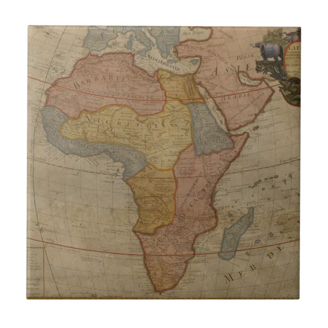 Map of Africa | 1700 Ceramic Tile | Zazzle