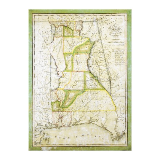 Map of Alabama by John Melish (circa 1818-1820) Canvas Print | Zazzle.com