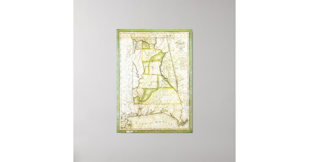 Map of Alabama by John Melish (circa 1818-1820) Canvas Print | Zazzle