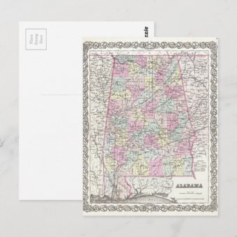 Map of Alabama Postcard | Zazzle