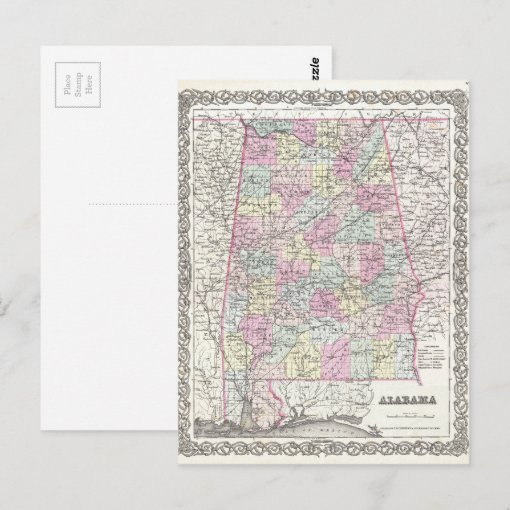 Map of Alabama Postcard | Zazzle