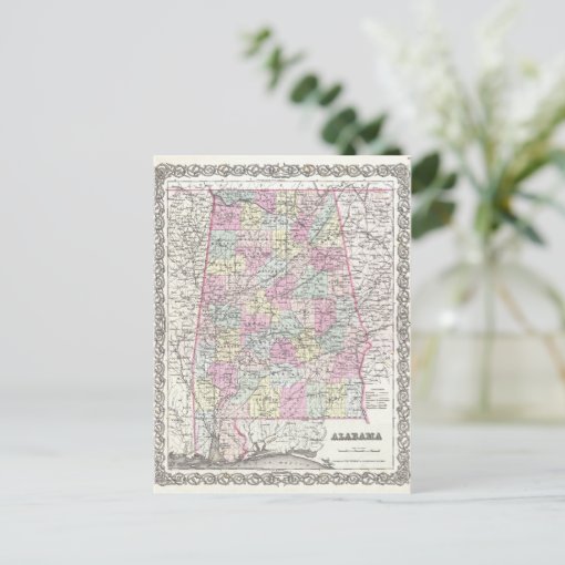 Map of Alabama Postcard | Zazzle