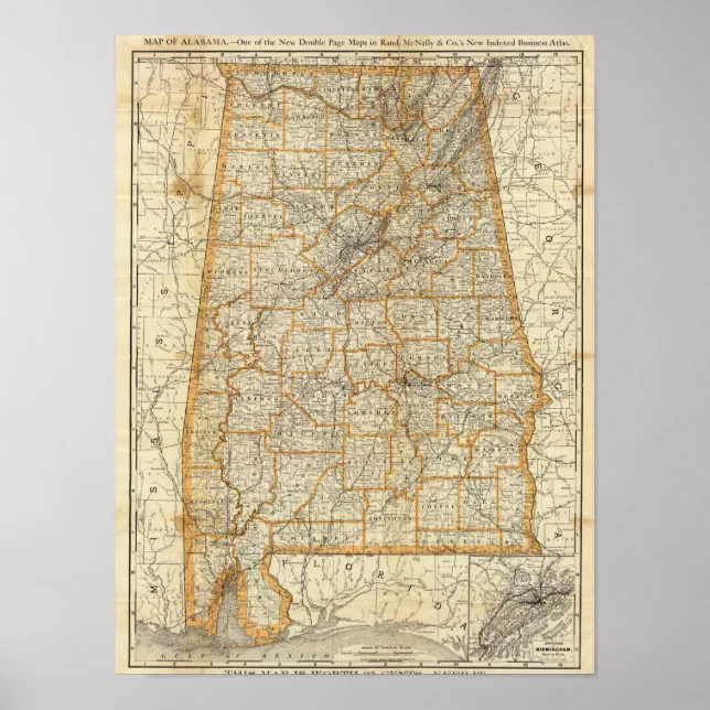 Map of Alabama Poster | Zazzle