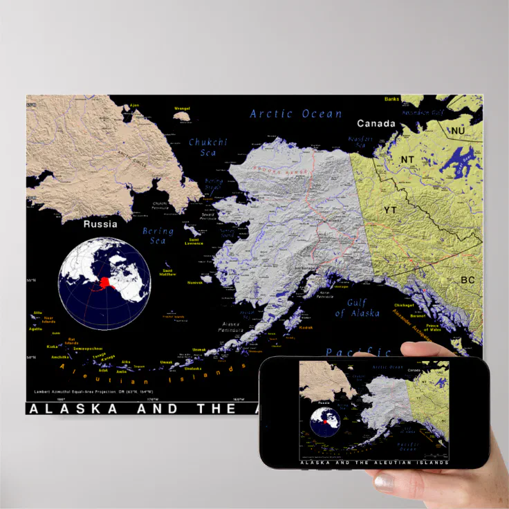 Map of Alaska and the Aleutians Poster | Zazzle