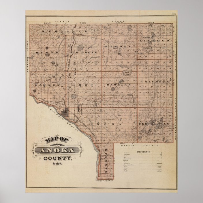 Map of Anoka County, Minnesota Poster | Zazzle.com