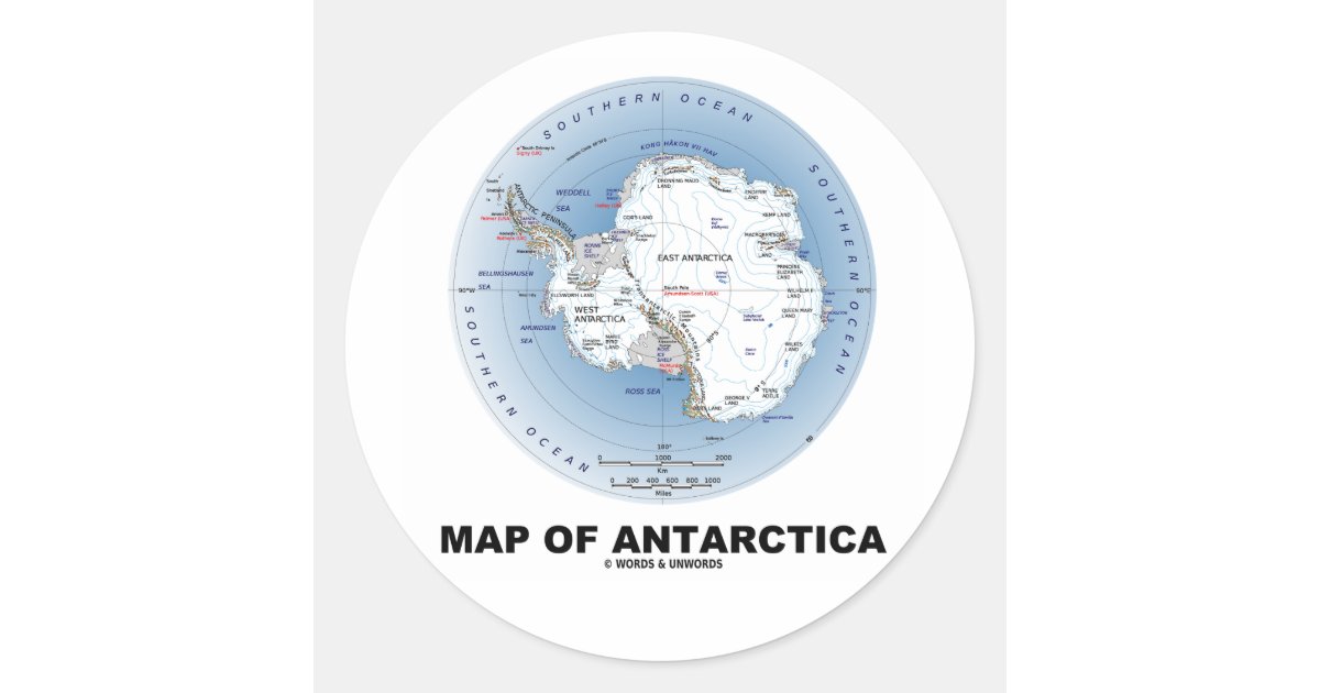 Map Of Antarctica (Geography) Classic Round Sticker | Zazzle