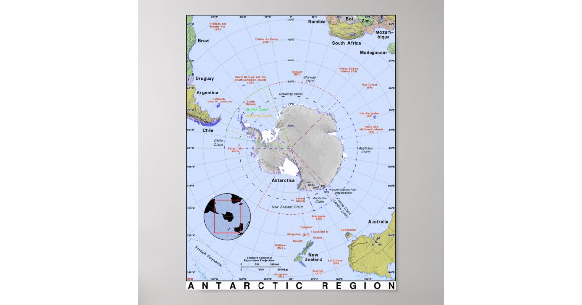 Map of Antarctica Poster | Zazzle