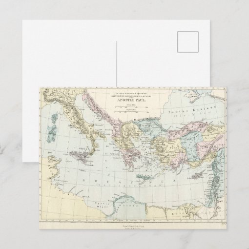 Map of Apostle Paul's Missionary Journeys Postcard | Zazzle