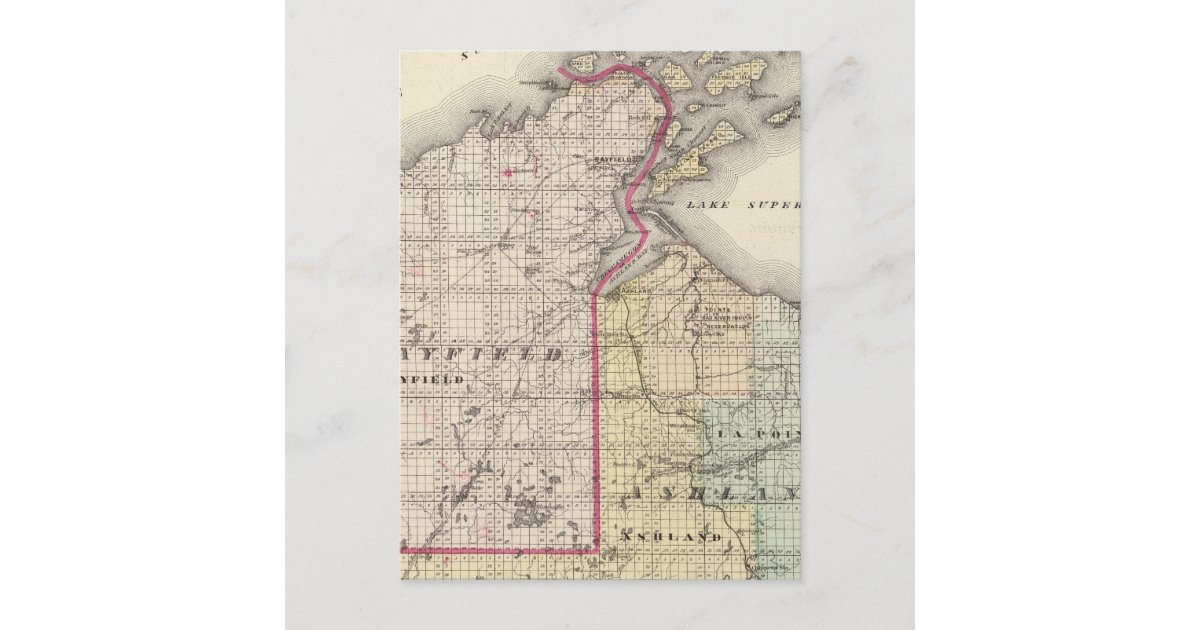 Map of Ashland and Bayfield counties Postcard | Zazzle