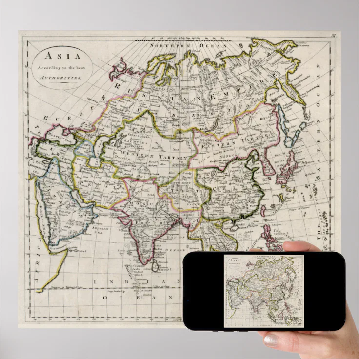 MAP of ASIA 1814 Poster | Zazzle
