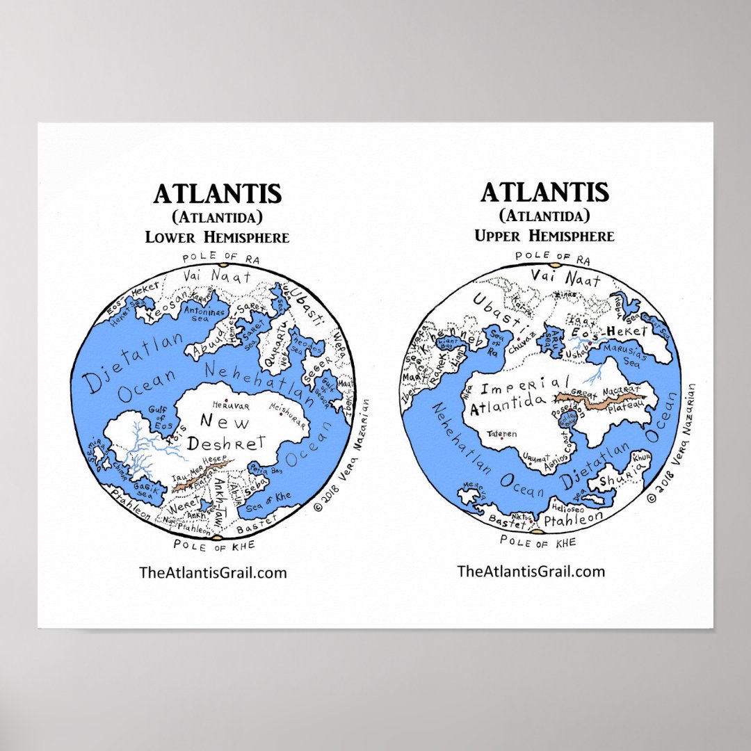 Map of Atlantis - Both Hemispheres - Poster | Zazzle