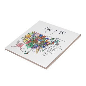 Map of Attractions of United States of America Ceramic Tile | Zazzle