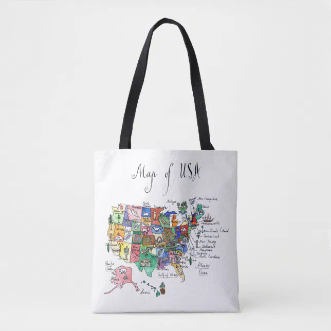 Map of Attractions of United States of America Tote Bag | Zazzle