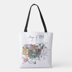 Map of Attractions of United States of America Tote Bag | Zazzle
