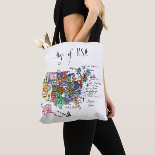 Map of Attractions of United States of America Tote Bag | Zazzle