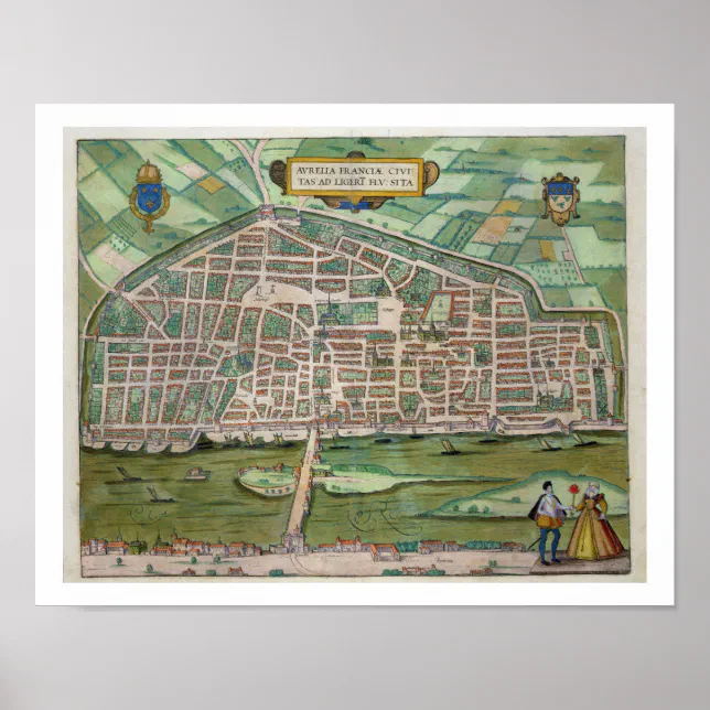 Map of Aurelia, from 'Civitates Orbis Terrarum' by Poster | Zazzle