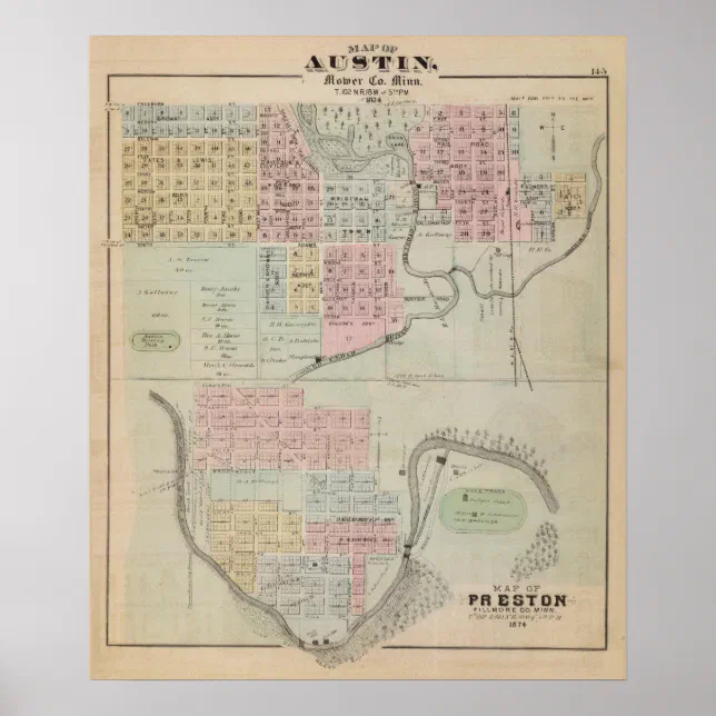 Map of Austin, Mower County, Minnesota Poster | Zazzle