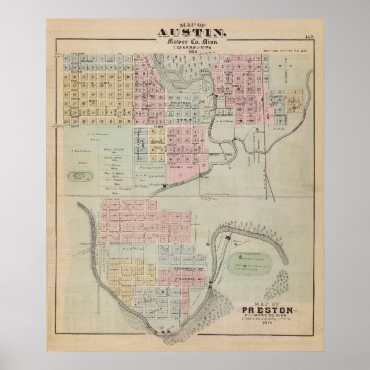 Map of Austin, Mower County, Minnesota Poster | Zazzle