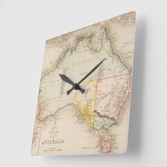 Map of Australia & New Zealand Square Wall Clock | Zazzle
