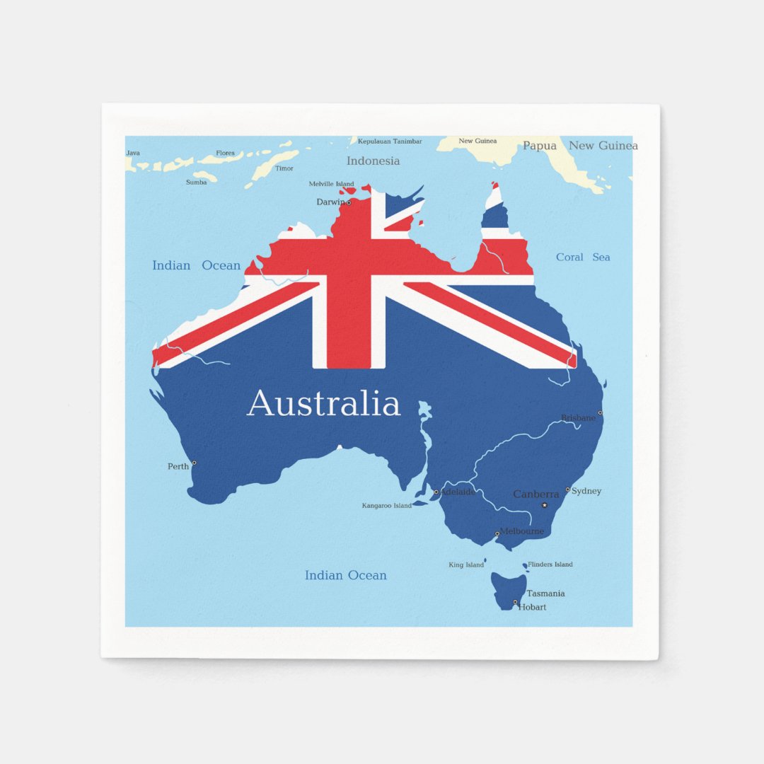 Map Of Australia Paper Napkins | Zazzle
