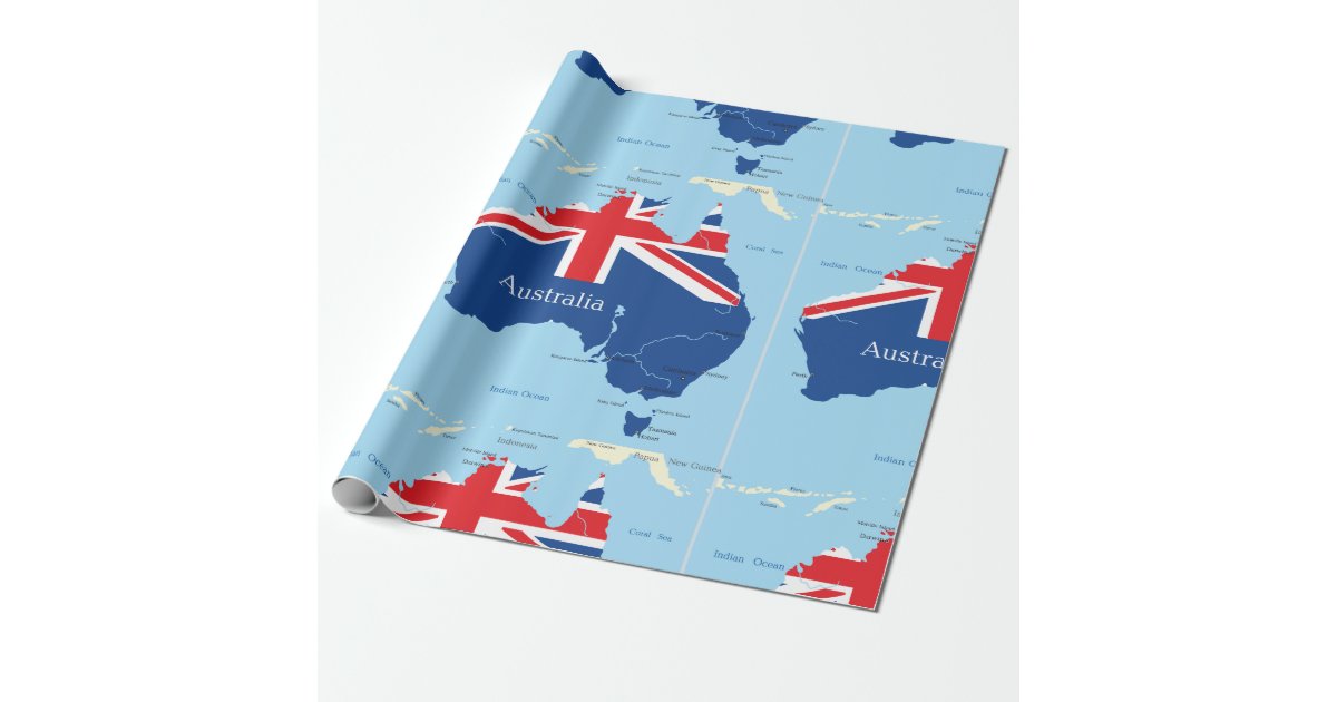 Map of Australia Wrapping Paper | Zazzle