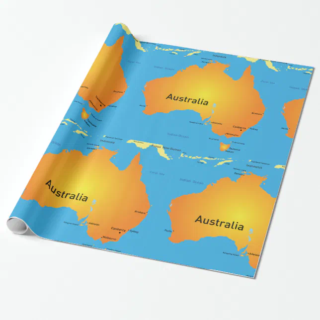Map Of Australia Wrapping Paper | Zazzle