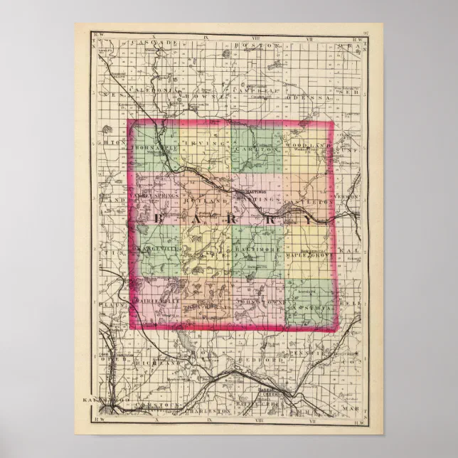 Map of Barry County, Michigan Poster | Zazzle