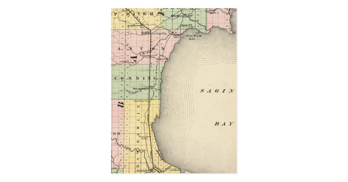 Map of Bay County, Michigan Postcard | Zazzle.com