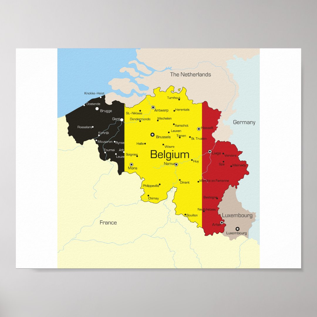 Map Of Belgium Poster | Zazzle