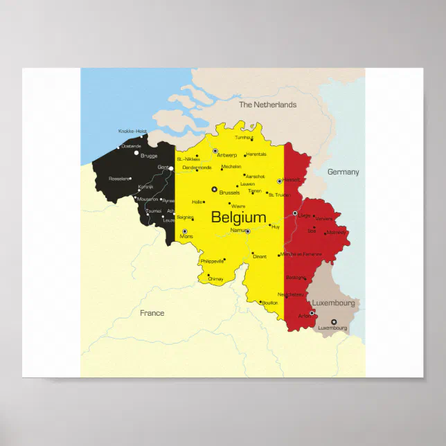 Map Of Belgium Poster | Zazzle