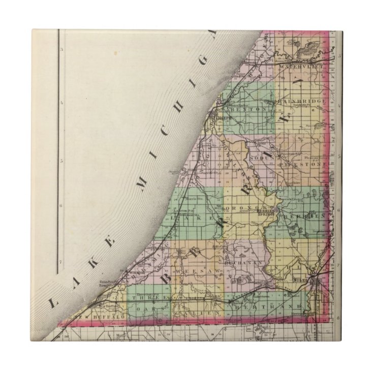Map of Berrien County, Michigan Ceramic Tile | Zazzle