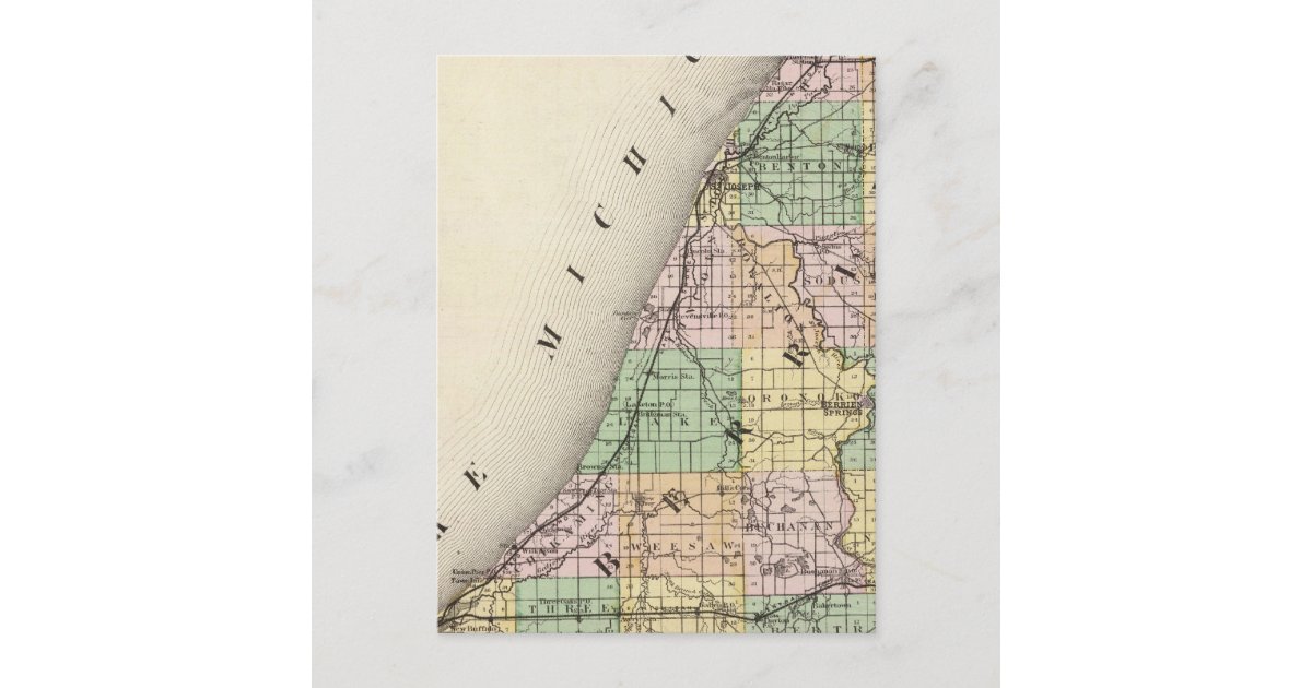 Map of Berrien County, Michigan Postcard | Zazzle