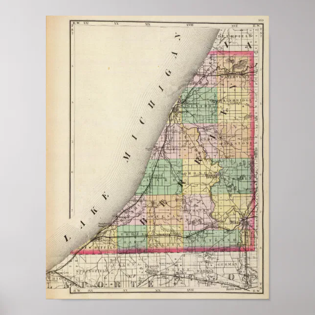 Map of Berrien County, Michigan Poster | Zazzle