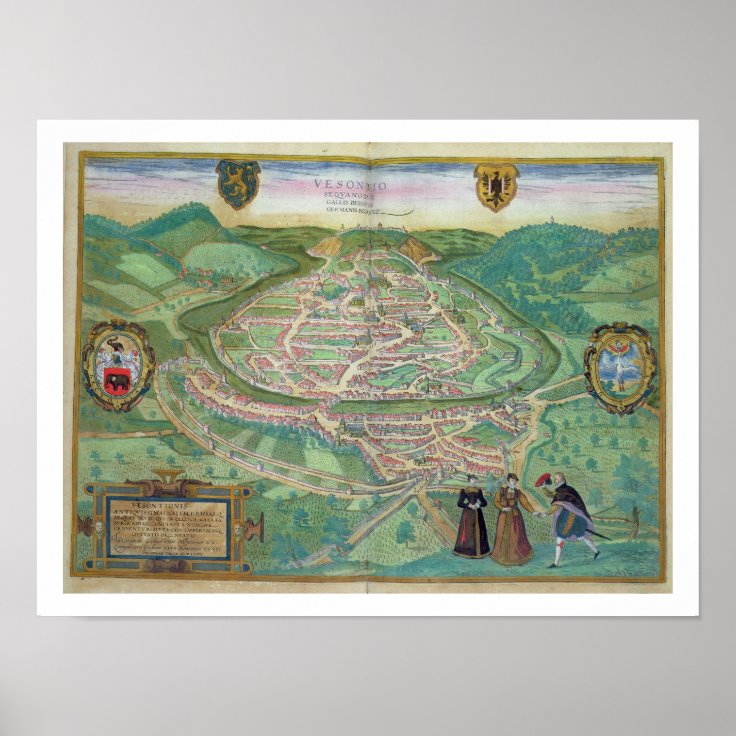 Map of Besancon, from 'Civitates Orbis Terrarum' b Poster | Zazzle