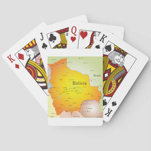 Map of Bolivia with Cities and Borders Poker Cards | Zazzle