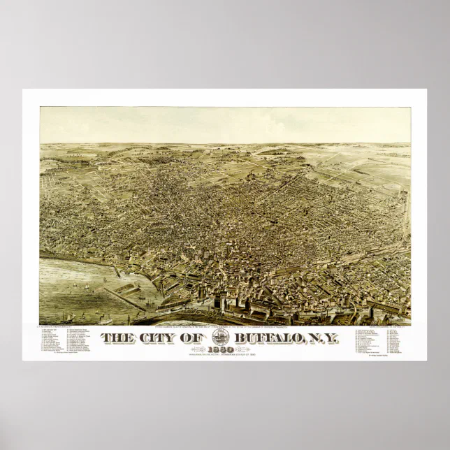 Map of Buffalo, NY from 1880 Poster | Zazzle
