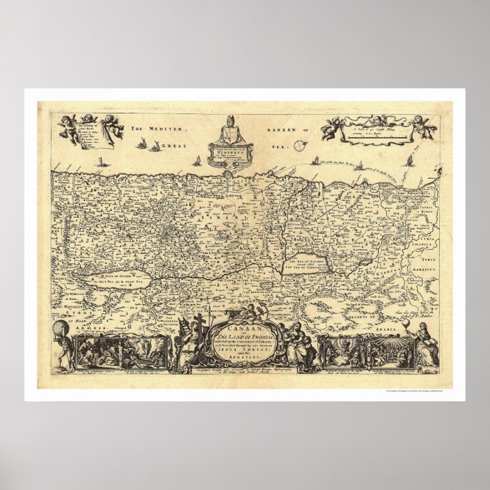 Map of Canaan The Land of Promise By Moxon 1680 Poster | Zazzle.com