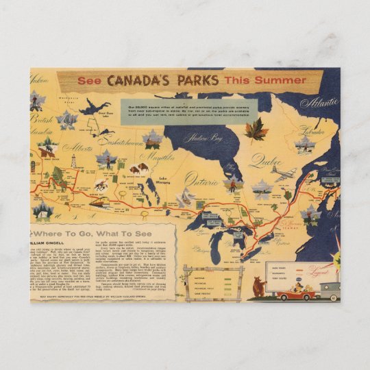 Map of Canada - Canada's Parks Postcard | Zazzle.com