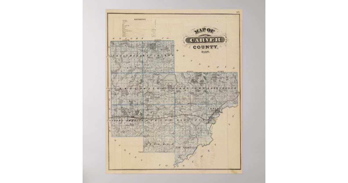 Map of Carver County, Minnesota Poster | Zazzle
