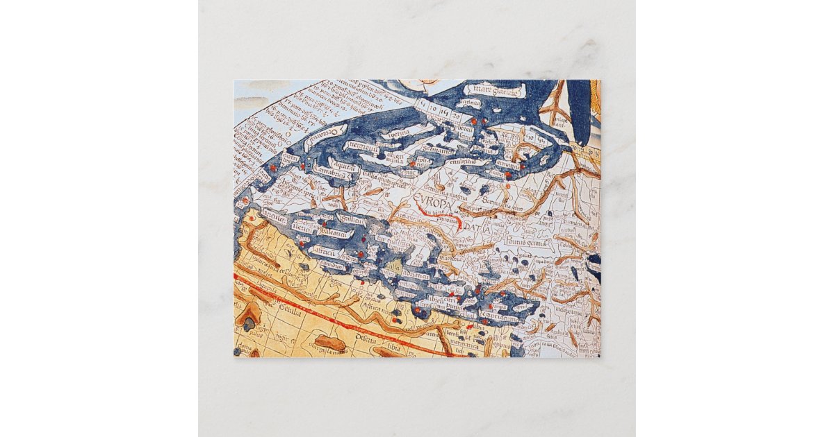 Map of central Europe, 1486 Postcard | Zazzle